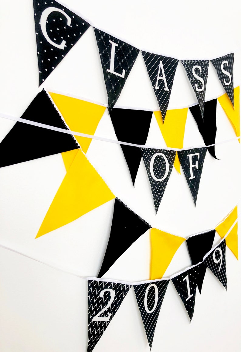 School Colors Garland Flag Bunting, Graduation Fabric Banner, School ...