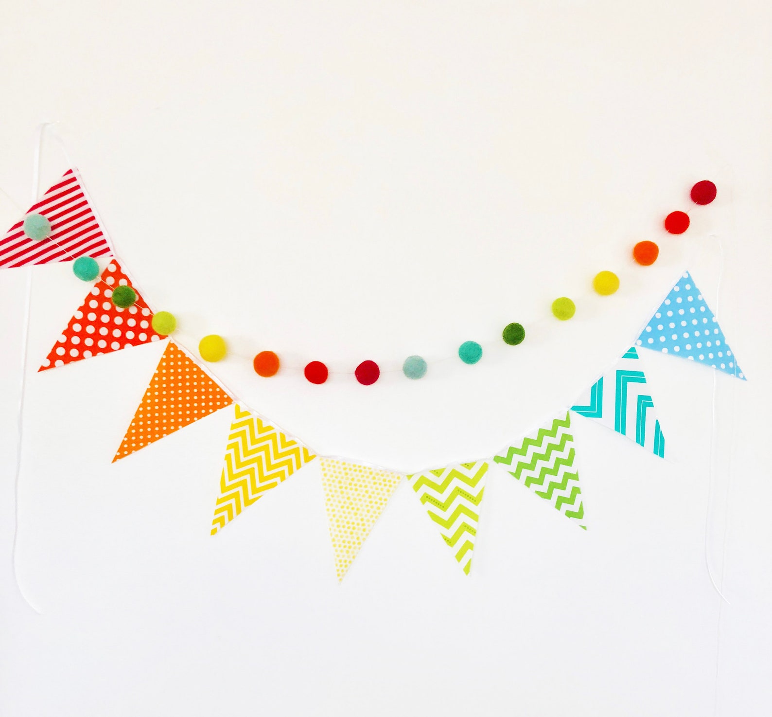 Rainbow Colored Bunting, Rainbow Banner, Fabric Pennant Flag Garland ...