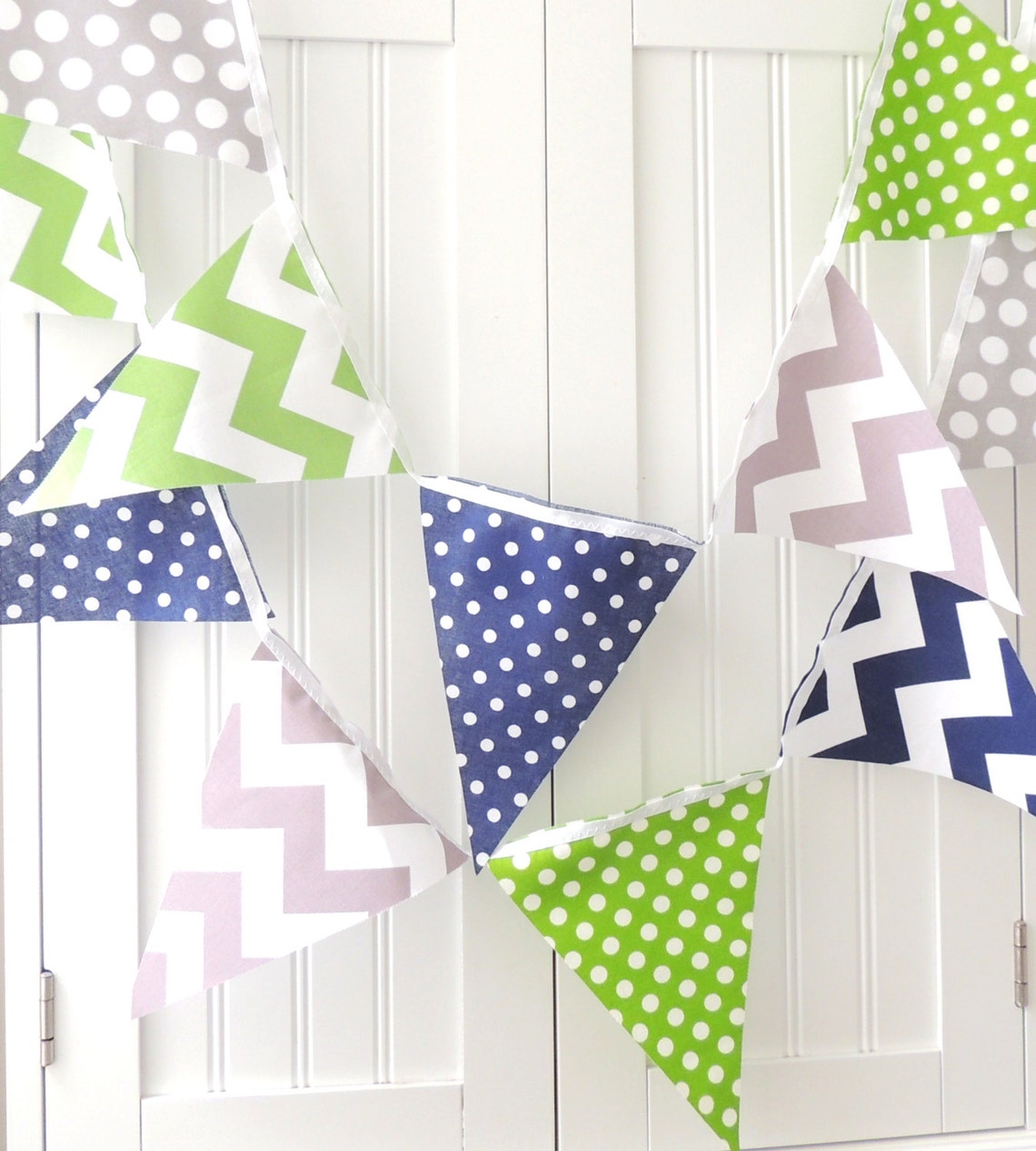 Bunting Banner Fabric Pennant Flags Green Navy Blue Grey - Etsy
