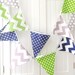 Bunting, Banner, Fabric Pennant Flags, Green, Navy Blue, Grey, Polka ...