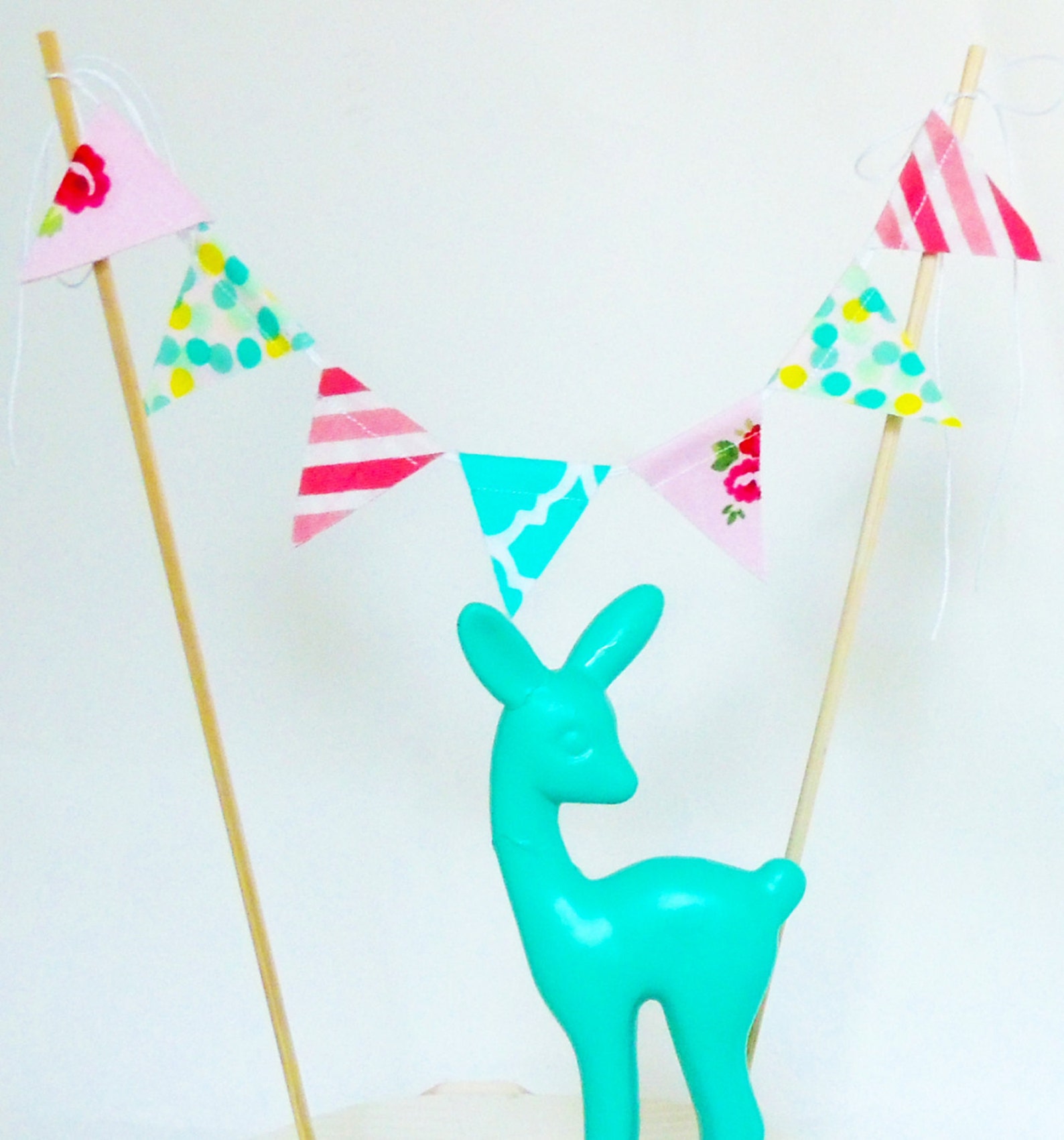 Fabric Banner, Bunting, Pennant Flags, Garland Turquoise, Pink, Mint ...