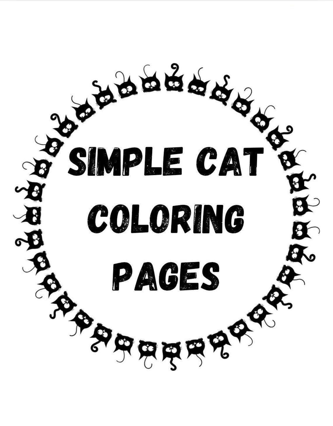Simple Cat Coloring Pages - Etsy