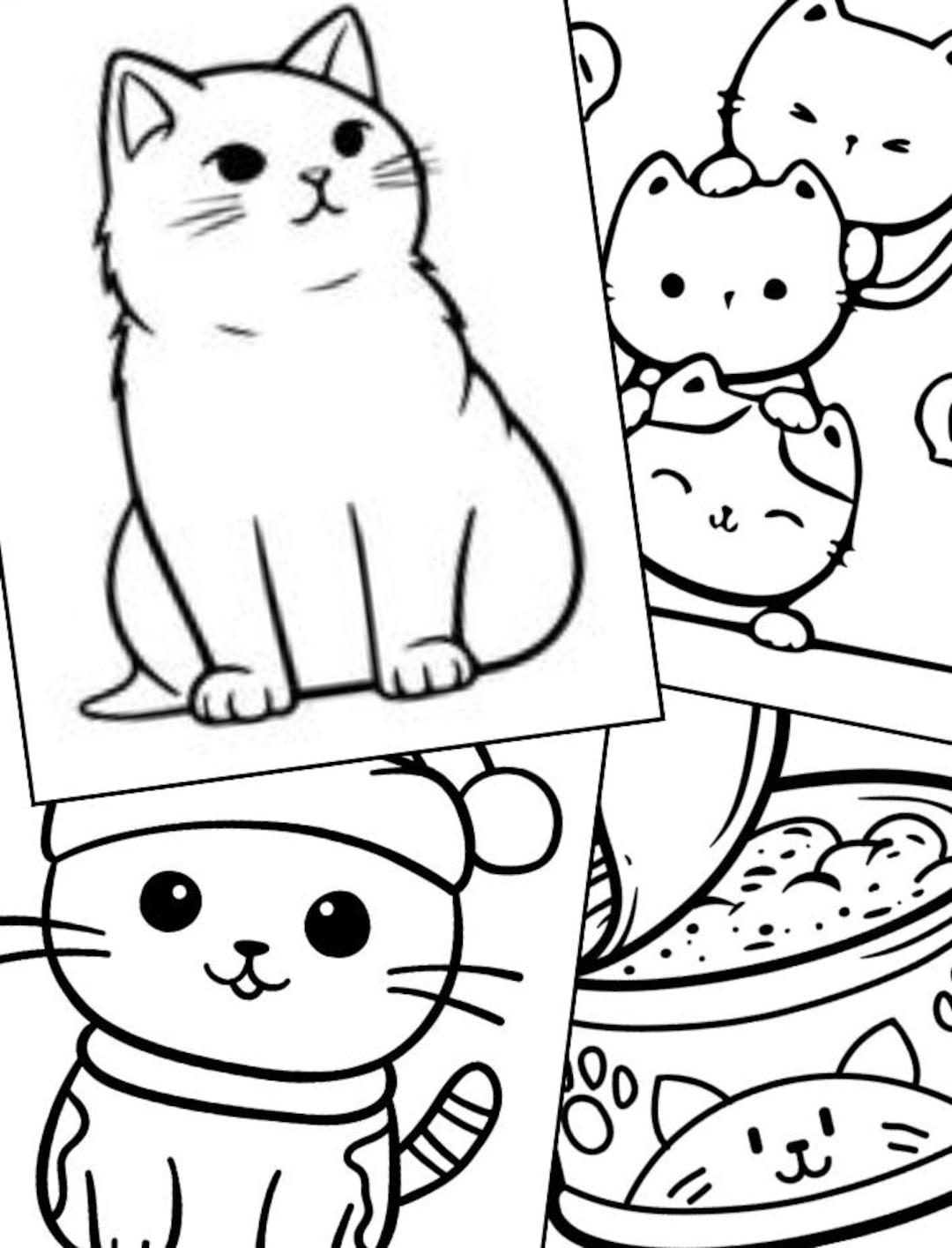 Simple Cat Coloring Pages - Etsy