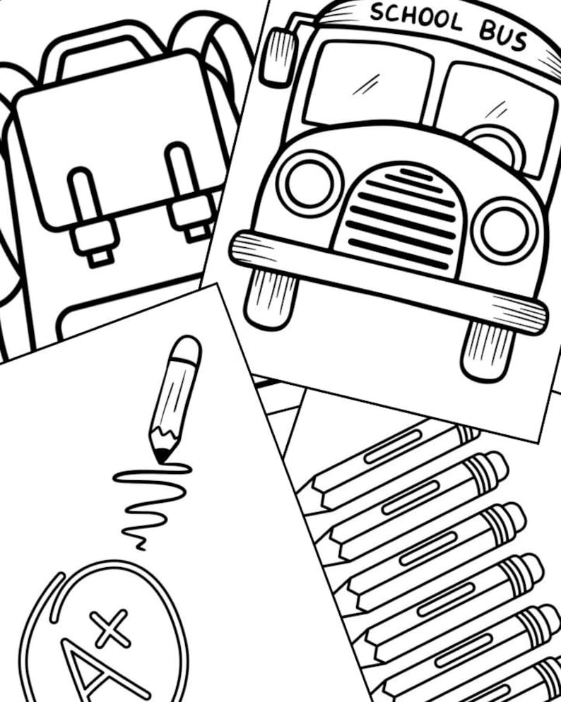 Simple School Coloring Pages - Etsy