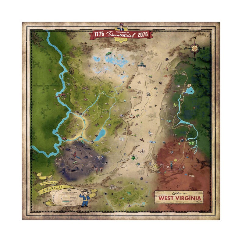 Fallout 76 Map Poster *UPDATED SKYLINE VALLEY* - Etsy