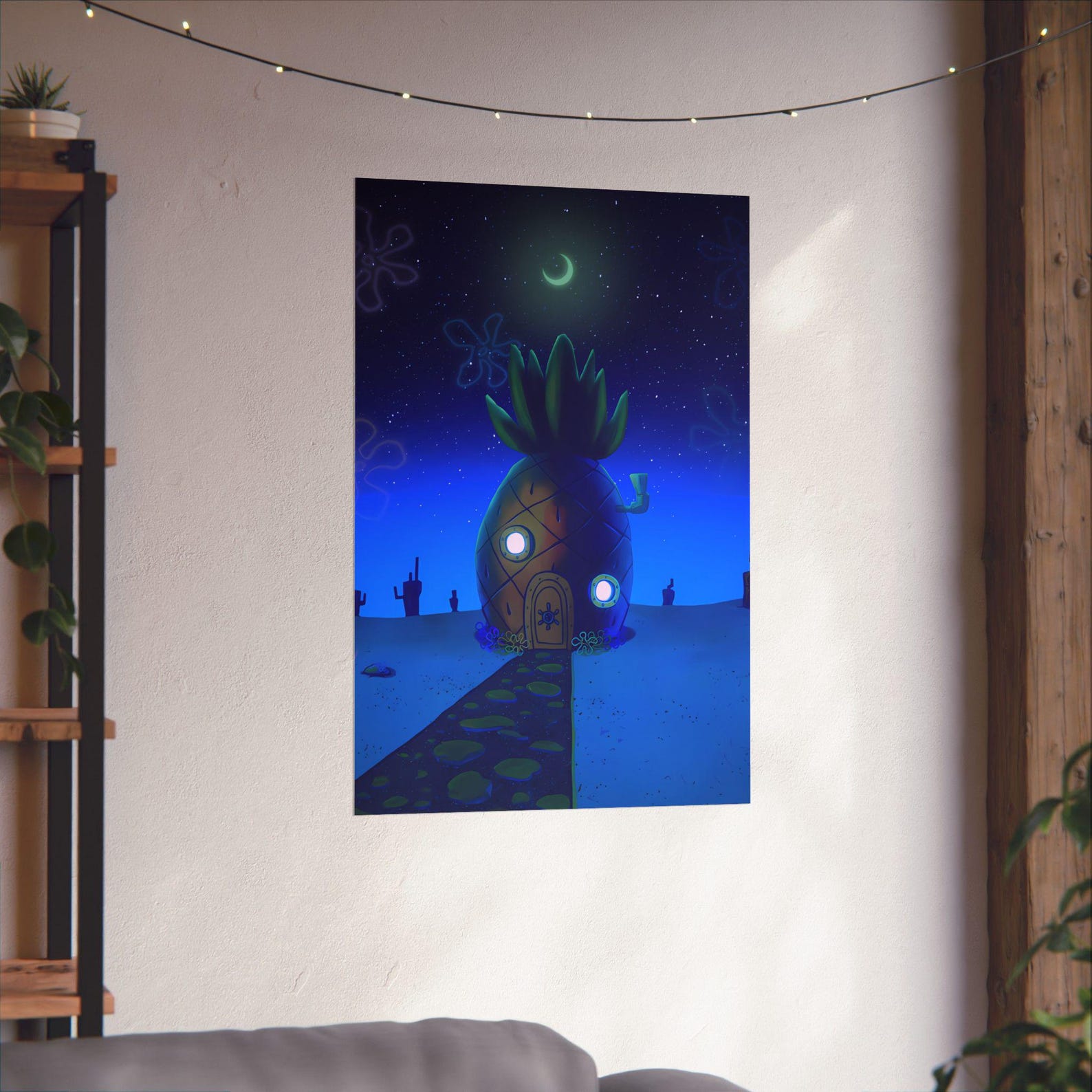 Spongebob's House - Starry Night Aesthetic Poster - Etsy