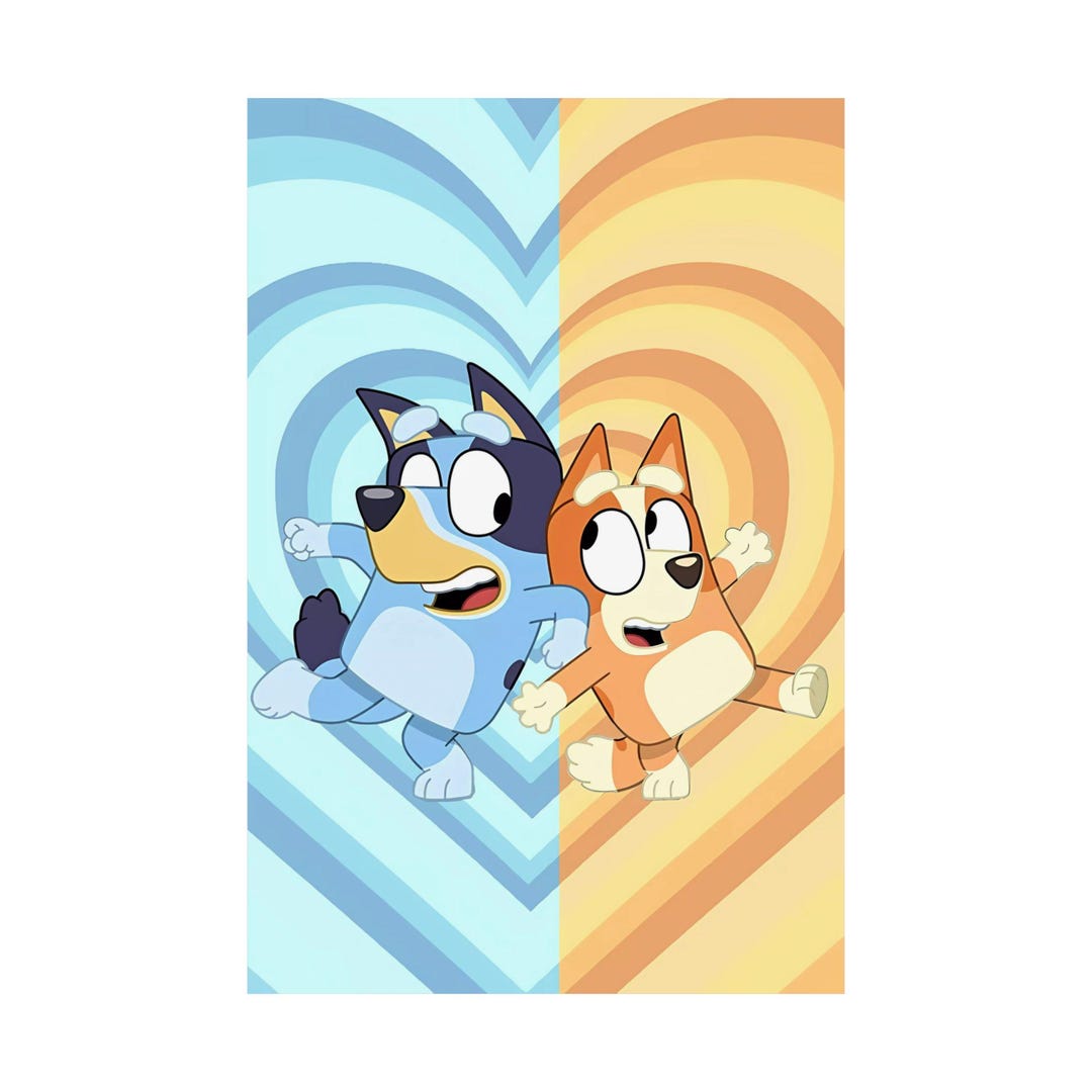 Bluey & Bingo Poster, Bluey Children's Wall Art, Matte Vertical Print ...