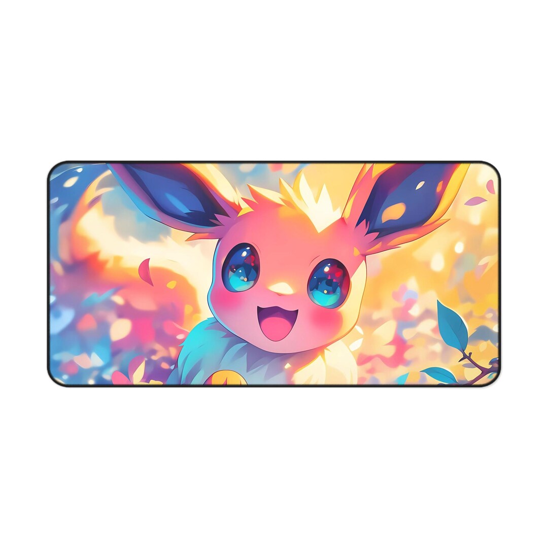 Adorable Eevee Desk Mat, Kawaii Vibrant Desk Decor, Mouse Pad, Desk ...