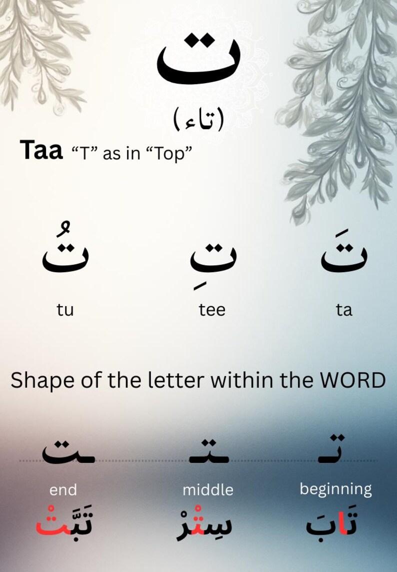 Printable Arabic Alphabet Flashcards for Kids | Instant Download - Etsy