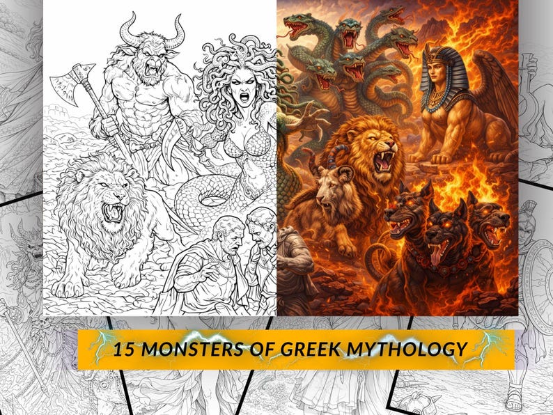 Greek Mythology Monsters Coloring Pages – 15 Printable Mythical ...