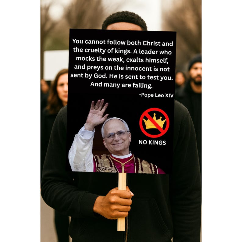 No Kings in America Poster, Pope Leo XIV, 24" X 18" Poster, Anti-trump ...