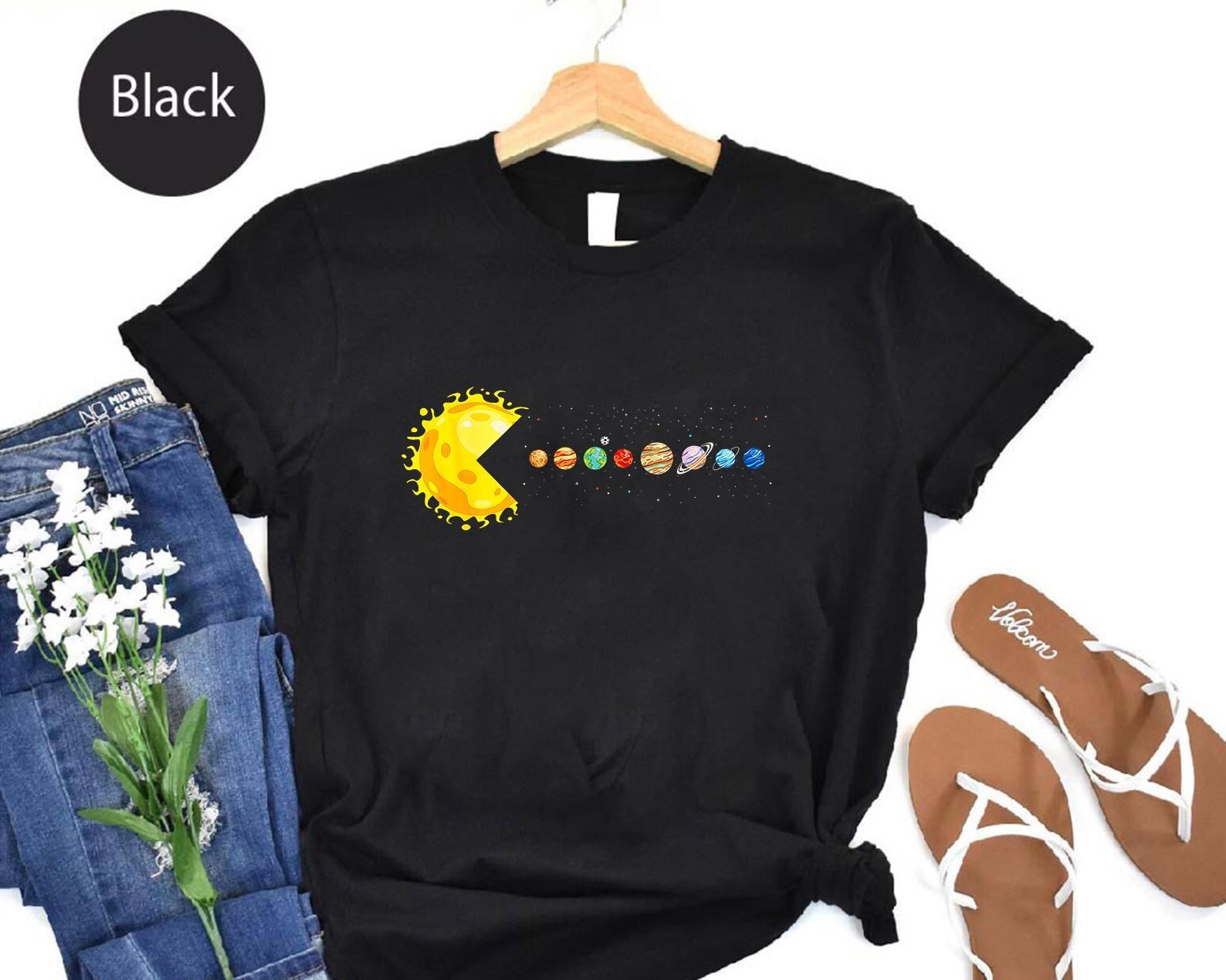 Funny Solar System Shirt: Pac-man Sun Eating Planets Tee - Etsy