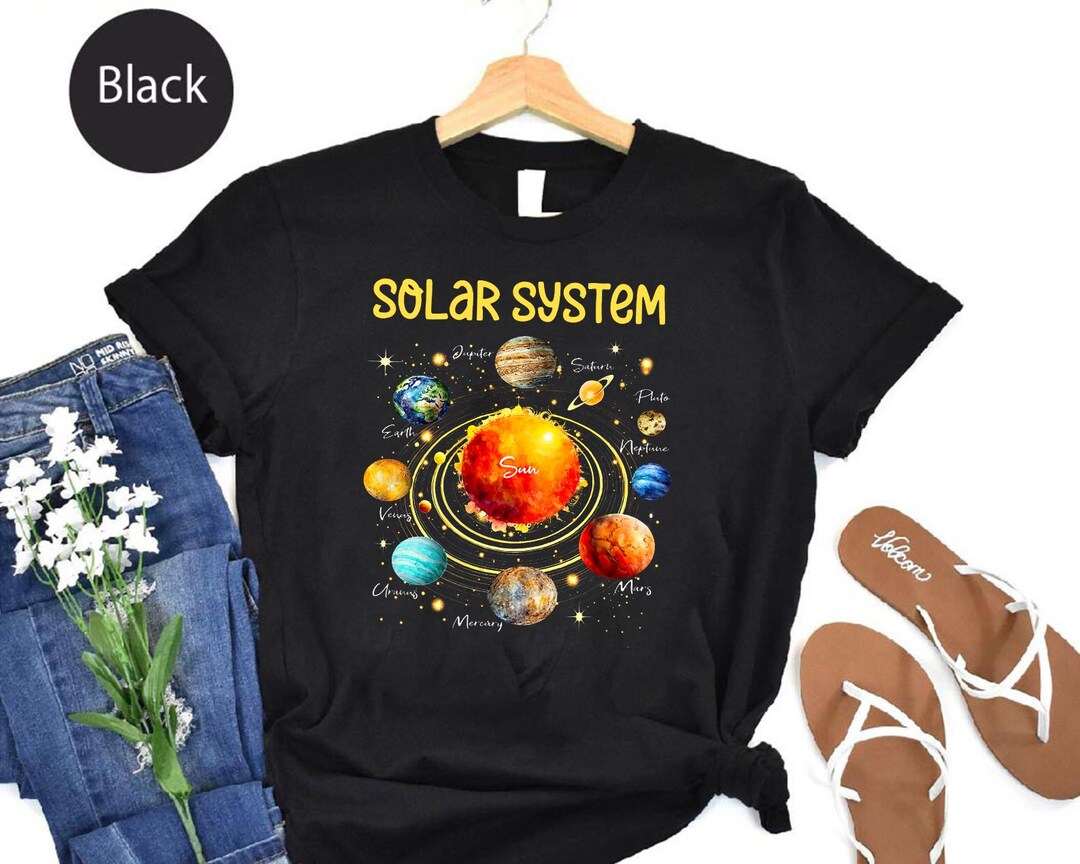 Solar System T-shirt: Realistic Planets, Space Science Tee - Etsy