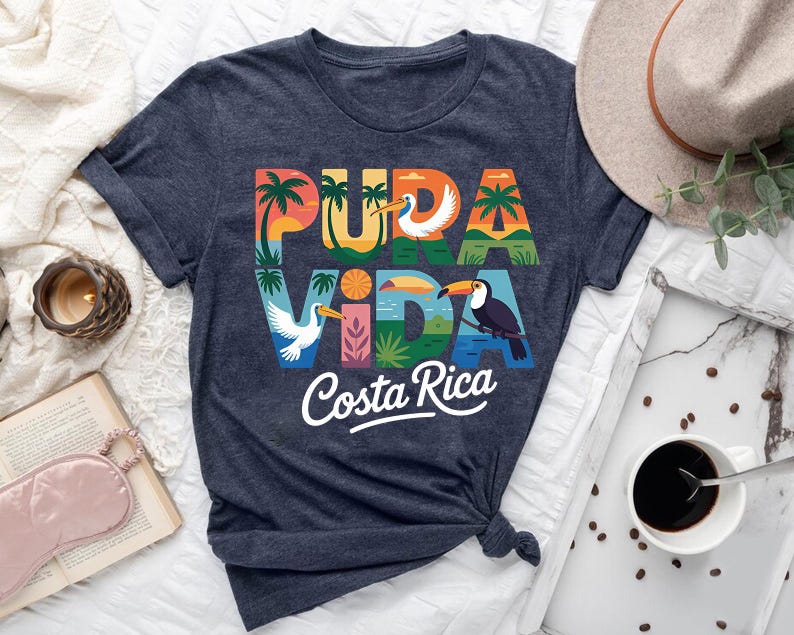 Pura Vida Costa Rica Tee: Tropical Bird Graphic Souvenir T-shirt - Etsy