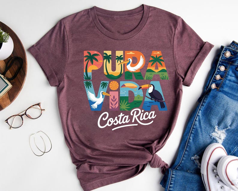 Pura Vida Costa Rica Tee: Tropical Bird Graphic Souvenir T-shirt - Etsy