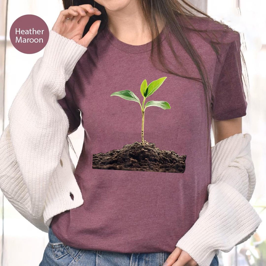 Plant Sprout Shirt – Minimalist Green Seedling Tee for Gardeners ...