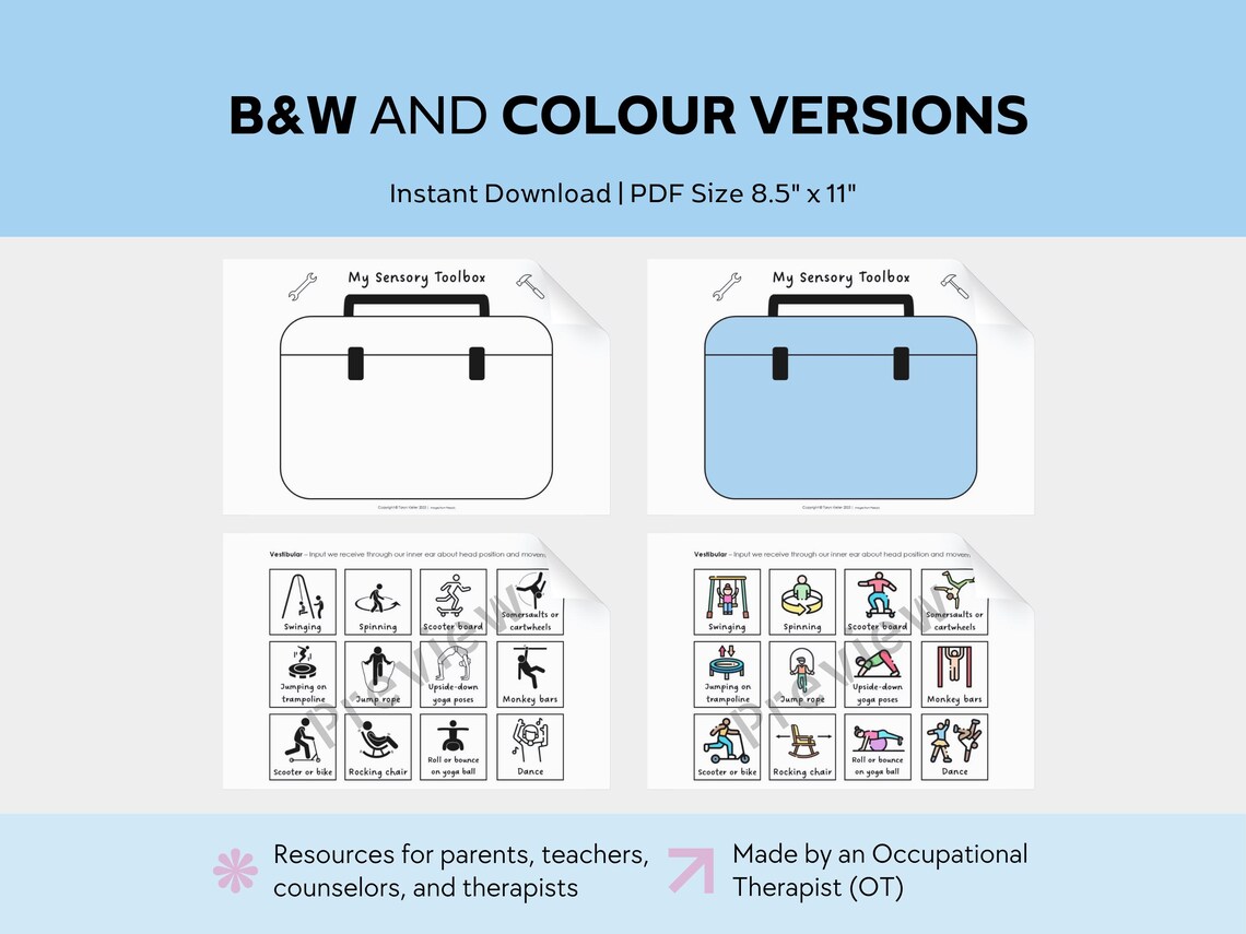 Sensory Toolbox Handout for Kids: Occupational Therapy Resource (PDF ...