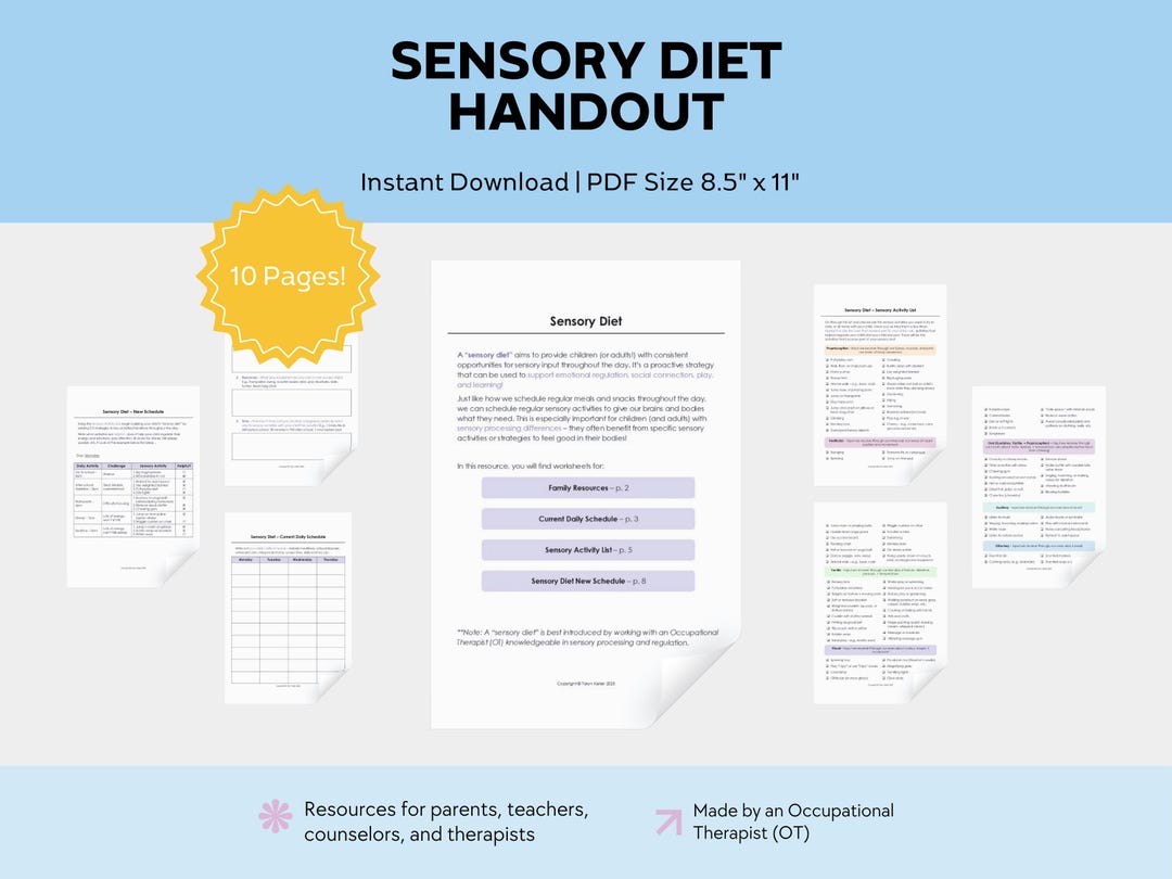 Sensory Diet Handout | Occupational Therapy, Kids, Teens, Teacher ...