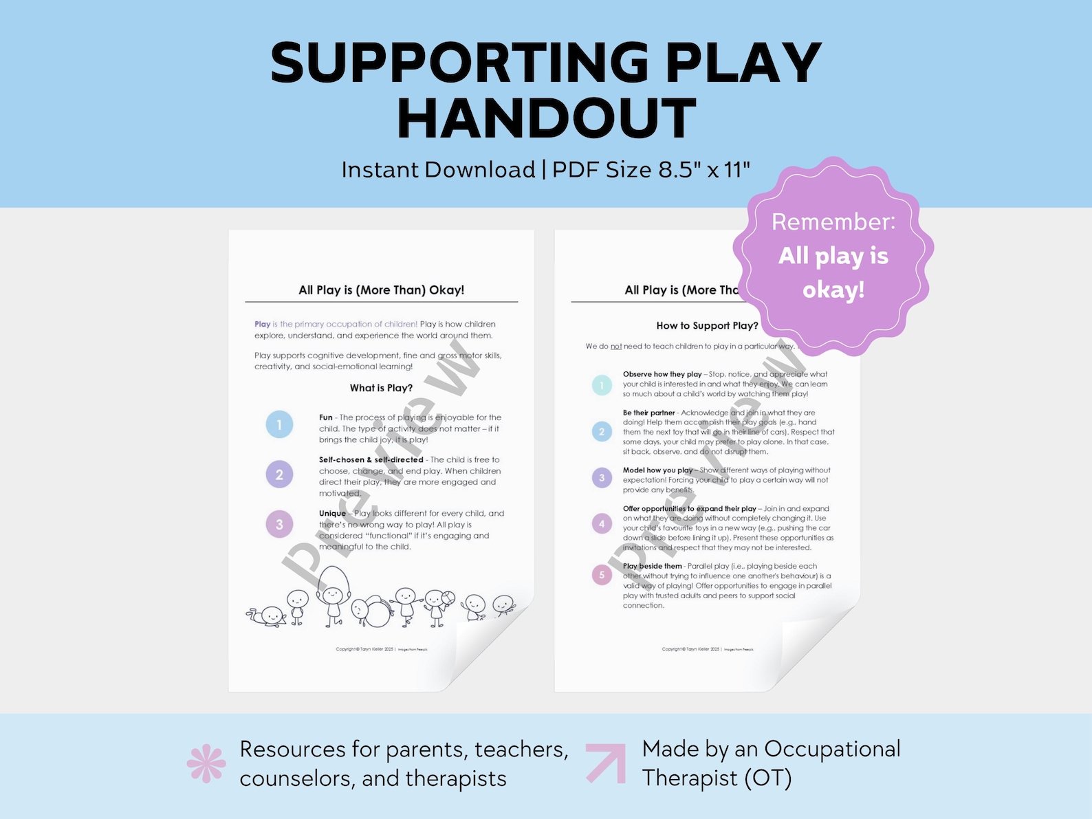 Supporting Play Skills for Kids Handout: Neurodiversity-affirming (PDF ...