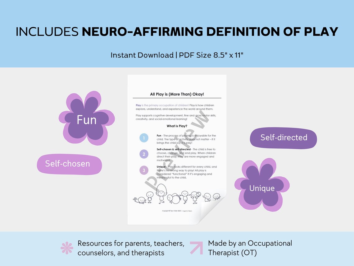 Supporting Play Skills for Kids Handout: Neurodiversity-affirming (PDF ...