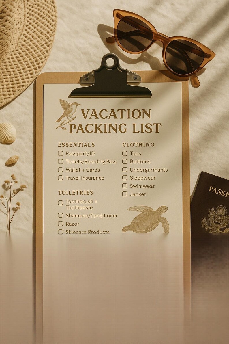 Vacation Packing List Bundle | Printable Travel Checklist Set | Beach, Road Trip ...