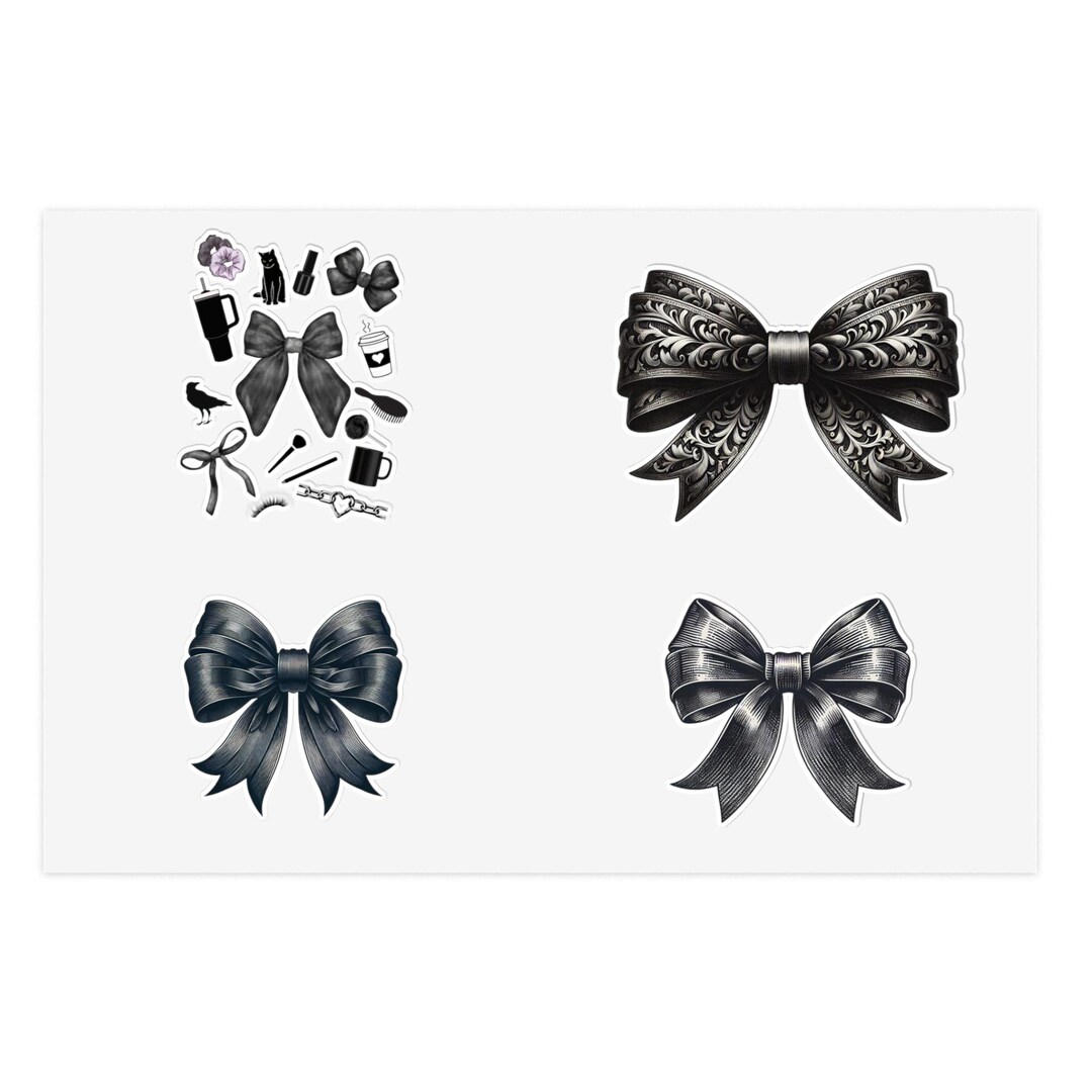 Black Bow and Aesthetics Sticker Sheets, Crafting, Journals ...