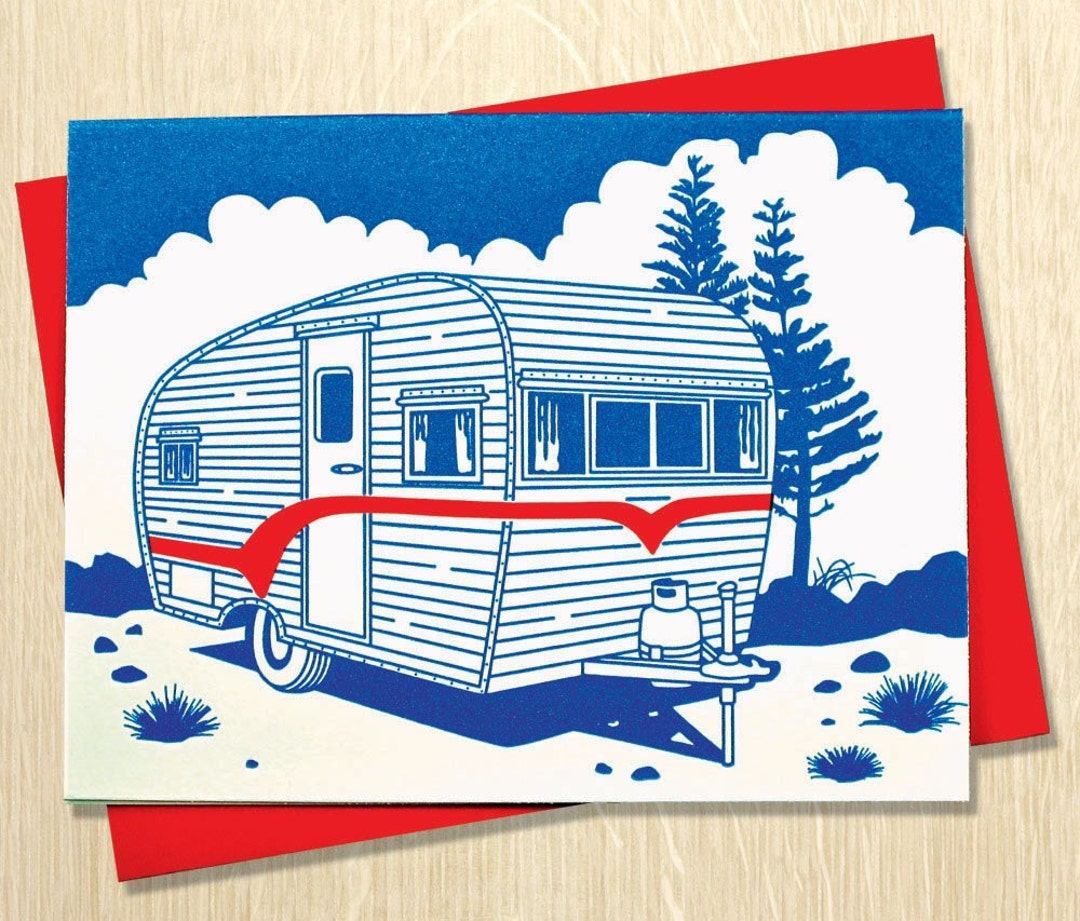 Handmade Letterpress Tiny Trailer Card - Etsy