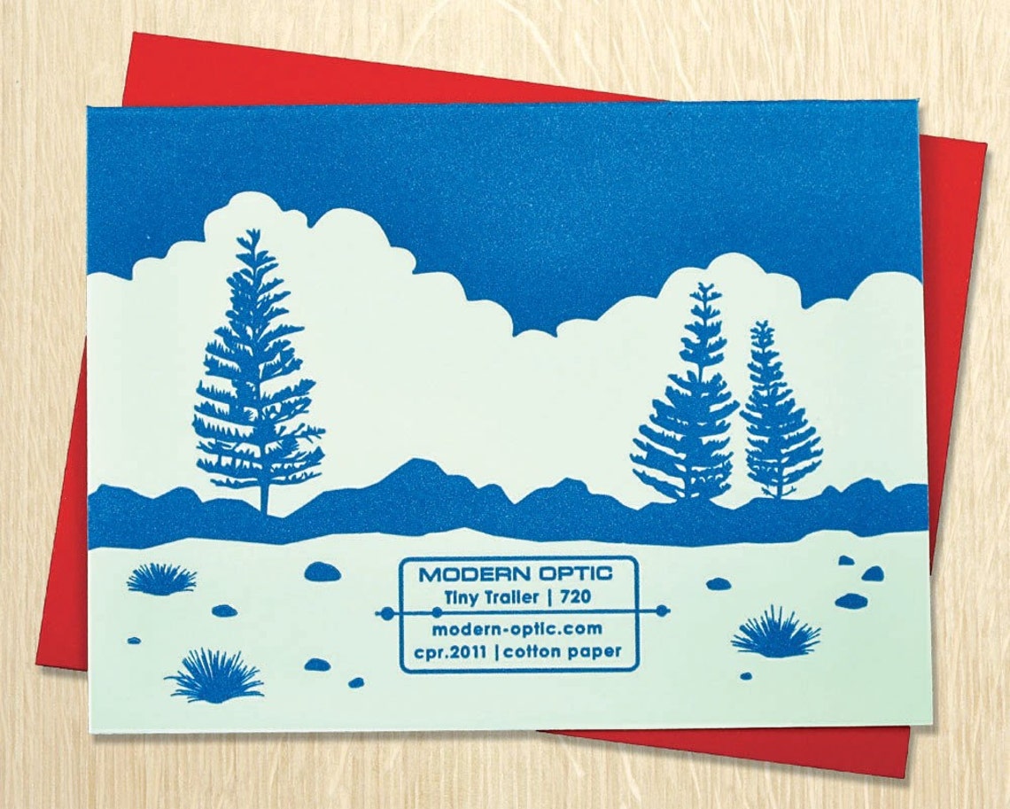 Handmade Letterpress Tiny Trailer Card - Etsy