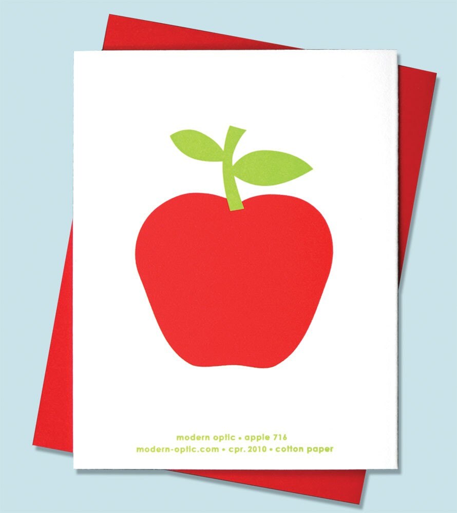 Handmade Letterpress Apple Card - Etsy