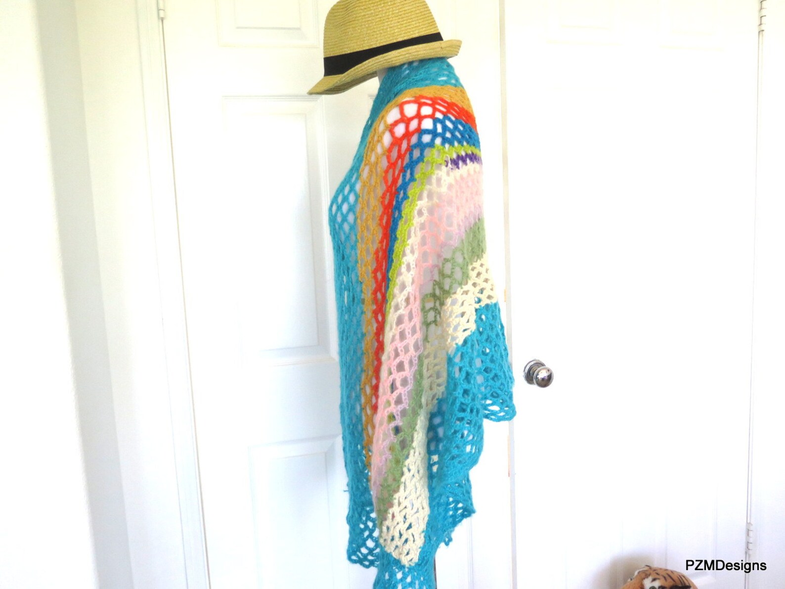 Colorful Fishnet Crochet Shawl Lightweight Hippie Shawl | Etsy