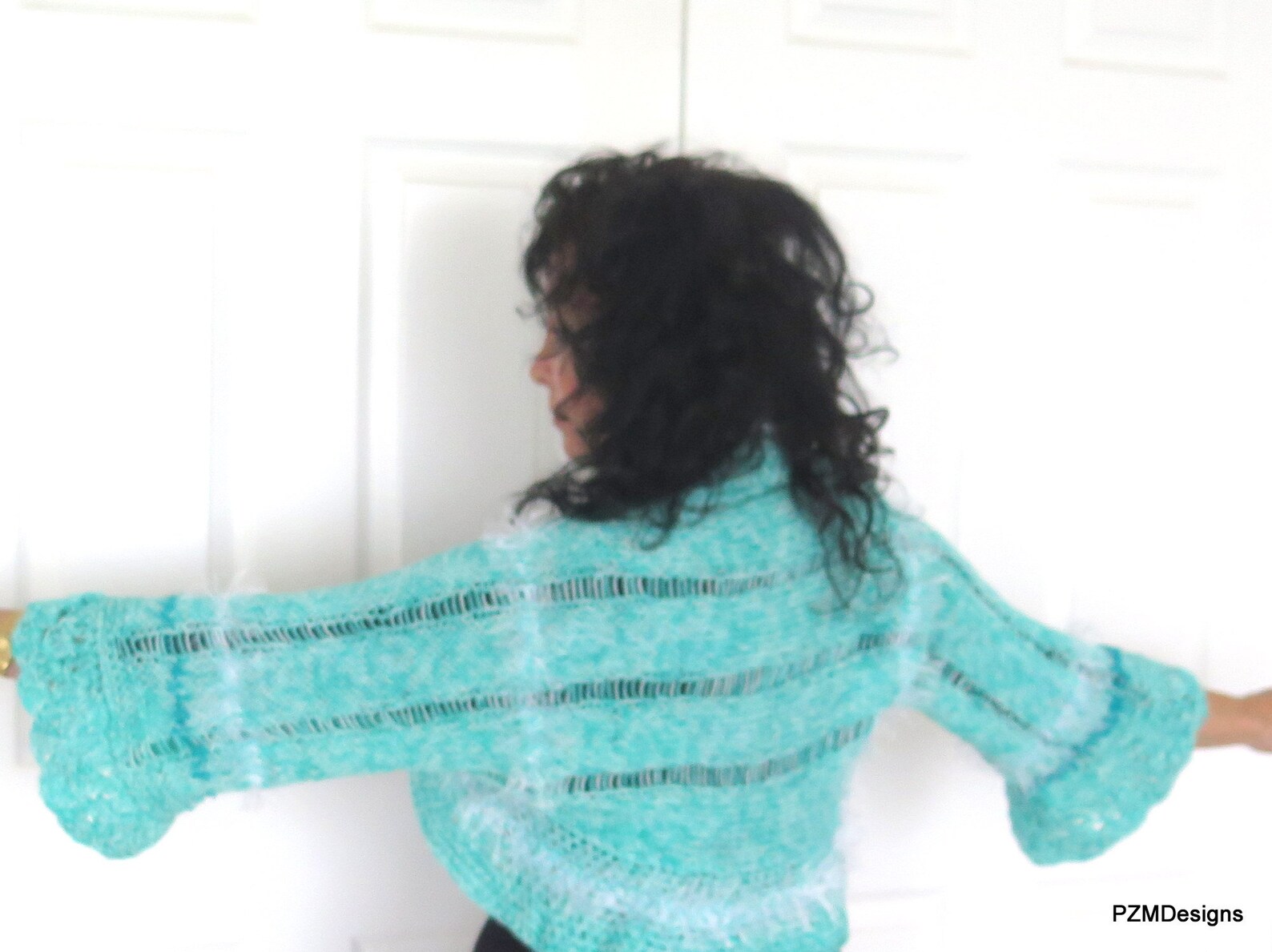 Aqua Blue Knit Shrug, Trendy Soft Bolero Shrug, Hand Knit Original ...