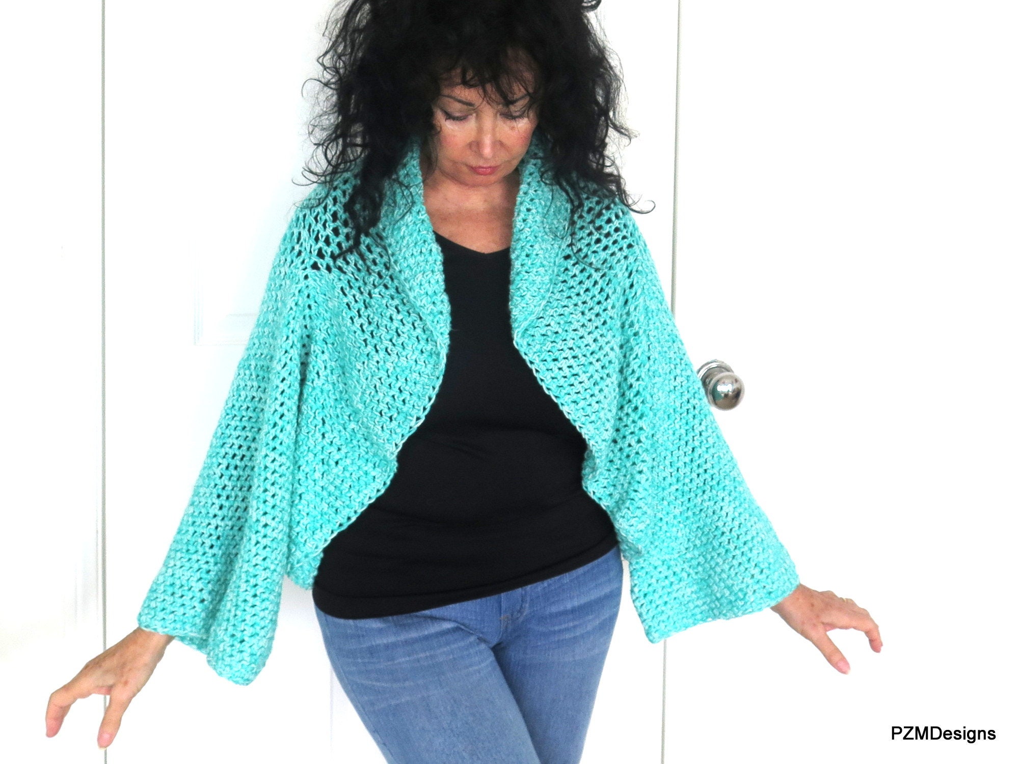 Aqua Green Extra Large Shrug Hand Crochet Circle Shrug - Etsy