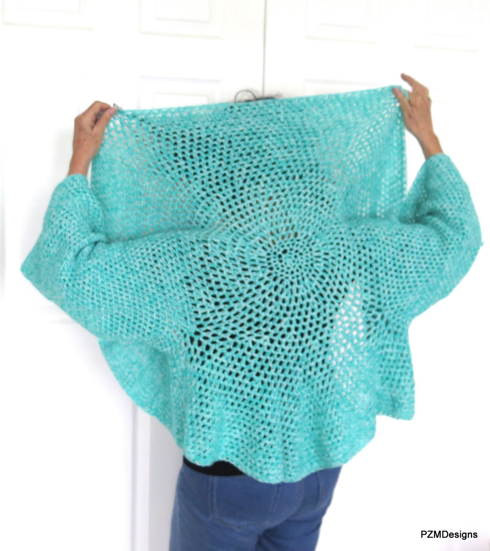 Aqua Green Extra Large Shrug Hand Crochet Circle Shrug - Etsy