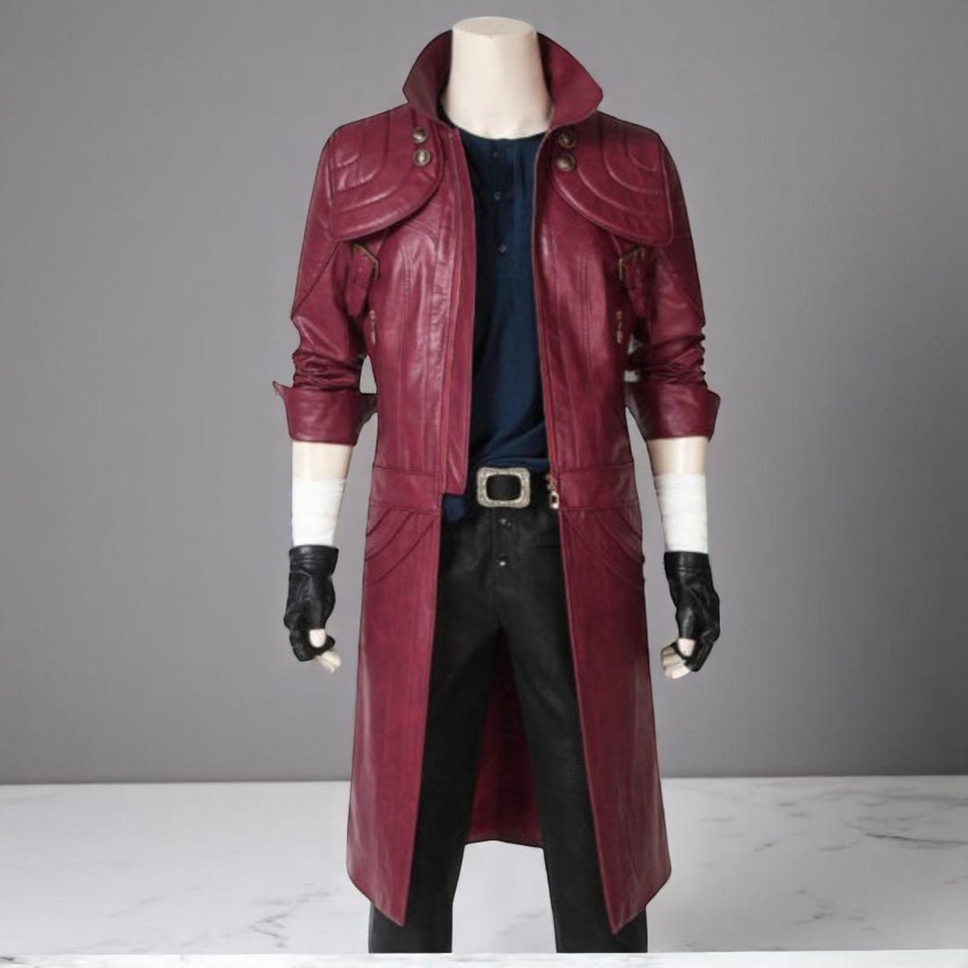 Dante DMC 3 Red Cosplay Coat – Long Leather Trench for Men & Women ...