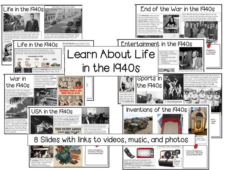 Decade Research Life in the 1940s - Etsy