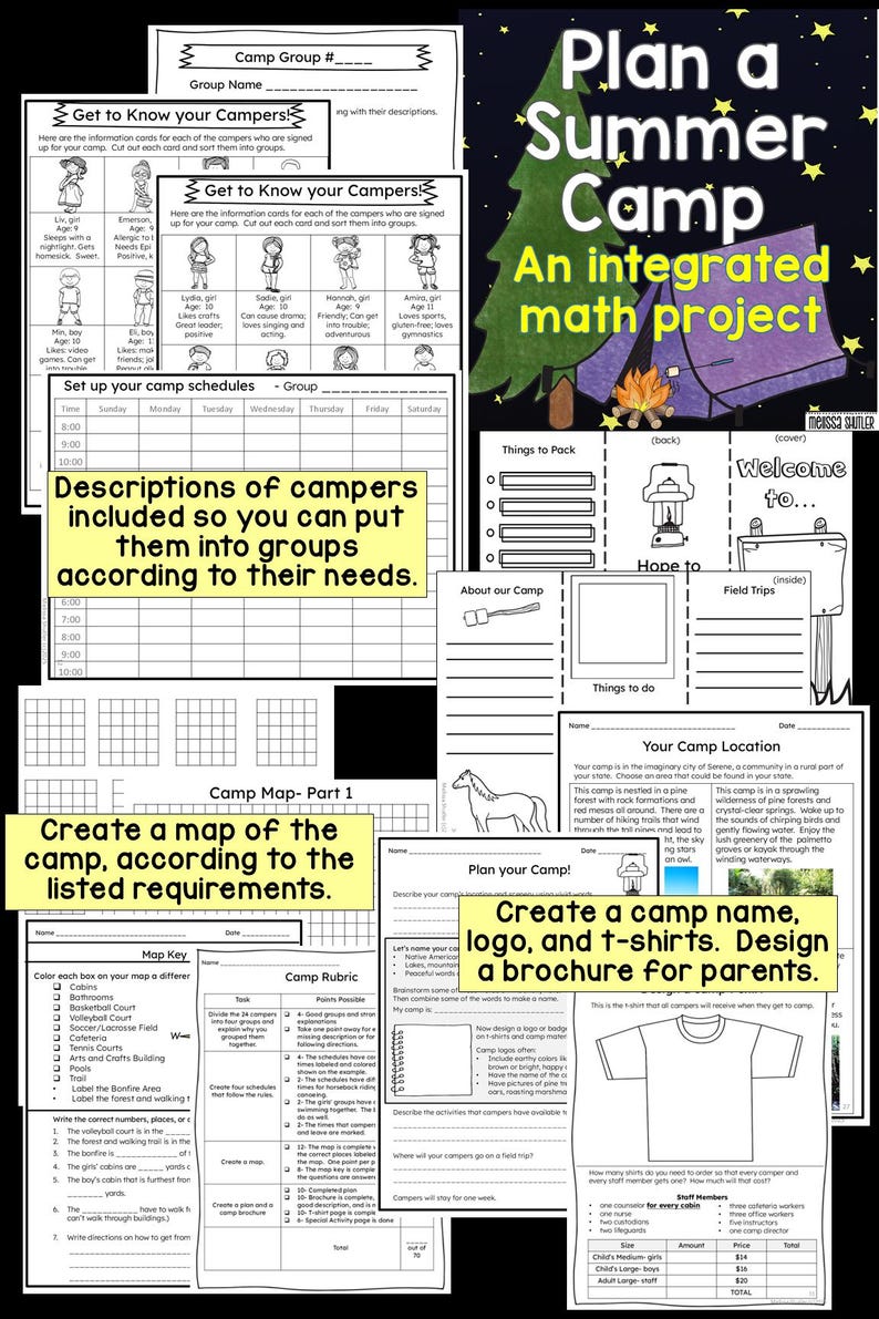 Plan a Summer Camp Math Project - Etsy