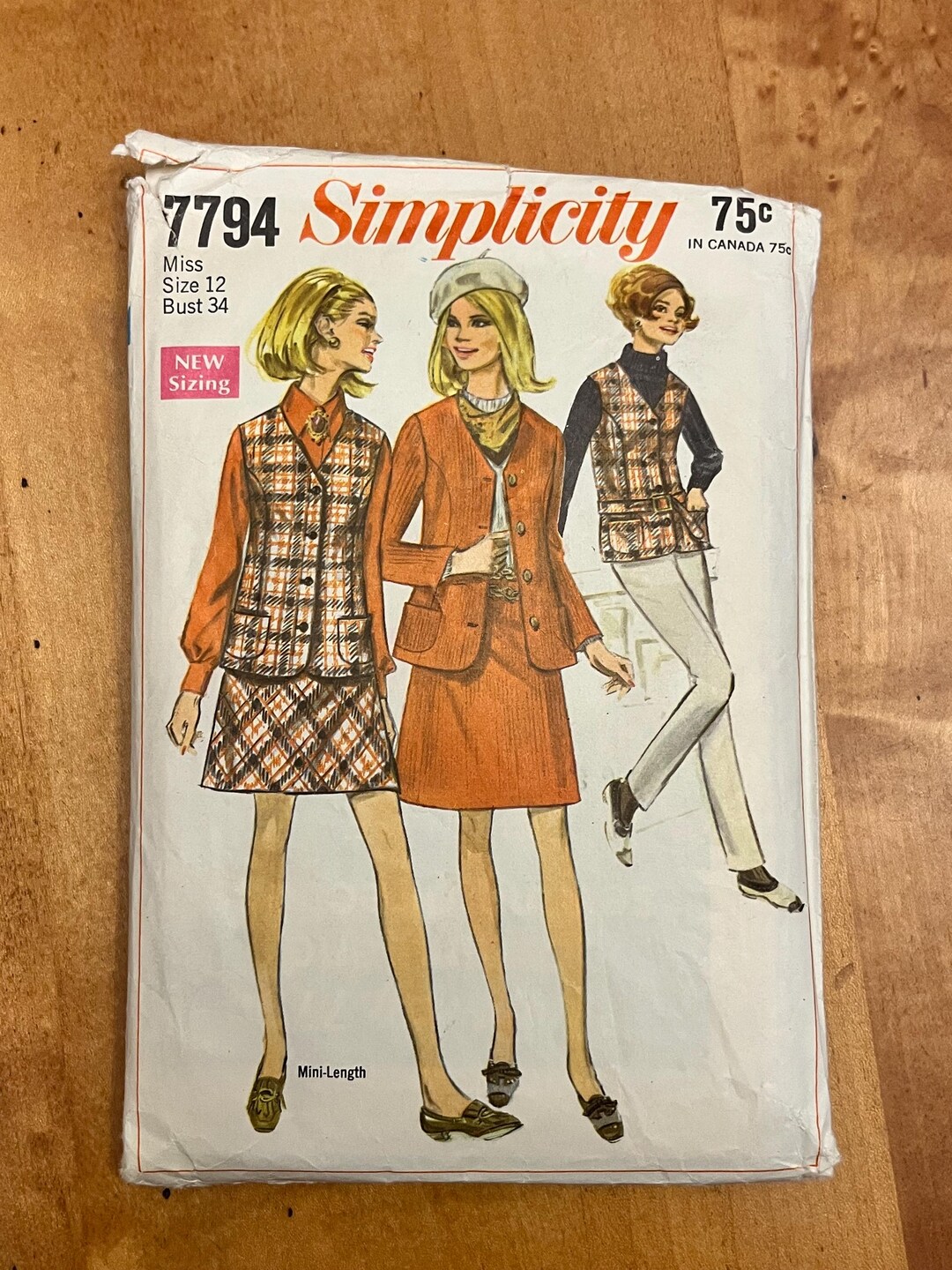 Sewing Pattern Simplicity 7794 Princess Seam Vest Jacket A Line Bias ...
