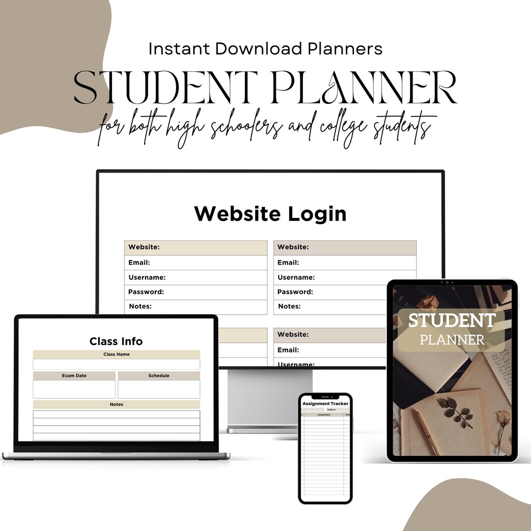 Student Planner, Printable Academic Organizer, Digital Study Planner ...