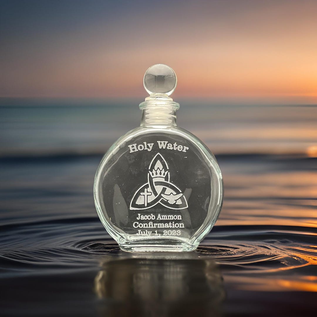 Personalized Elegant Catholic Trinity Holy Water Etched 6 Oz. Glass ...