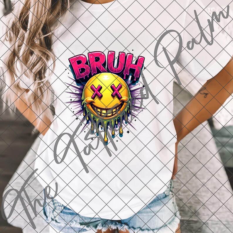 Drippy Smiley Face PNG Bundle, BRUH Streetwear Clipart Digital Download ...