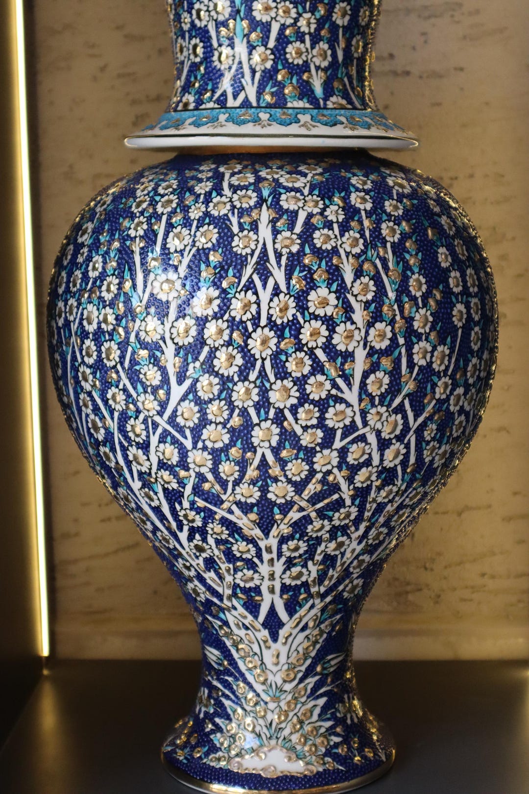 Hand-painted Turkish Ceramic Vase: Cobalt Blue Daisy Ottoman Decor - Etsy