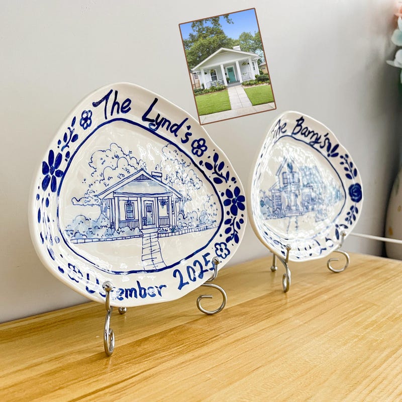 Painted Plates of Houses - Etsy