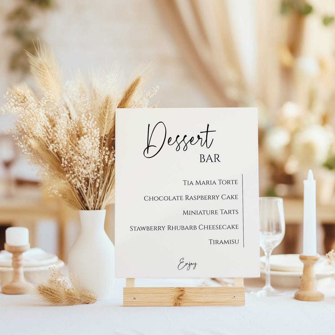 EDITABLE Wedding Dessert Sign, Dessert Bar Sign, Wedding Dessert List ...