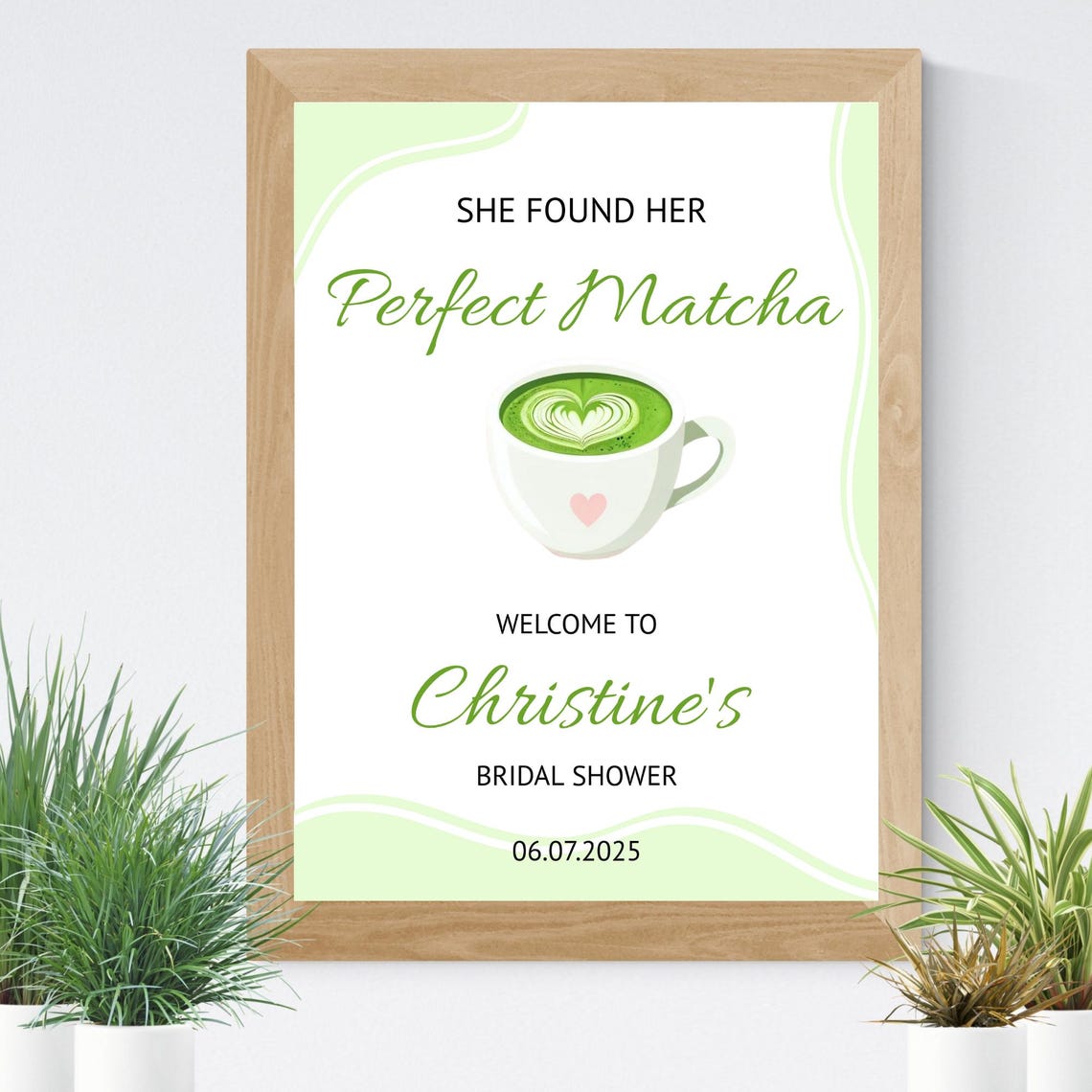 Editable Matcha Bridal Shower Welcome Sign: Latte Bar Tea Party Decor ...