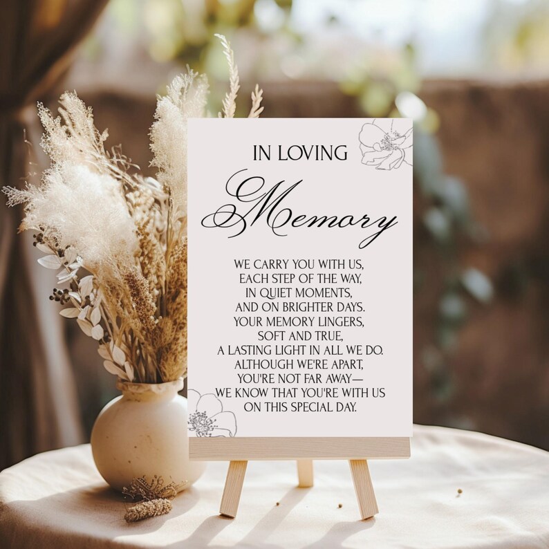 In Loving Memory Sign: Wedding Memorial Table Poem (DIY Printable ...