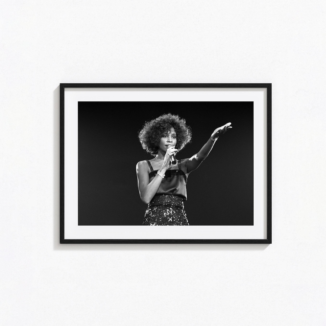 Whitney Houston Posters / Whitney Houston Black and White Wall Art ...