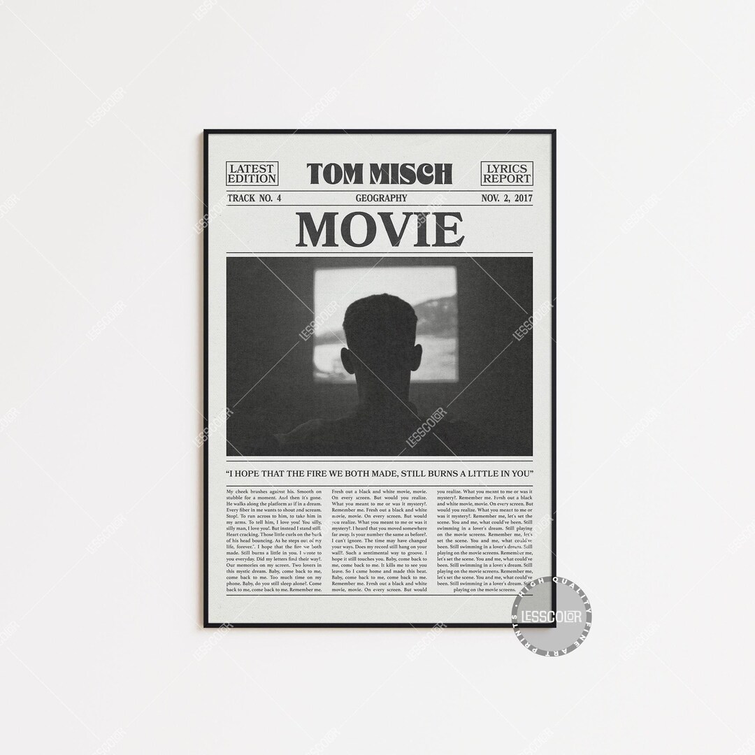 Tom Misch Retro Newspaper Print, Movie Poster, Movie Lyrics Print, Tom ...