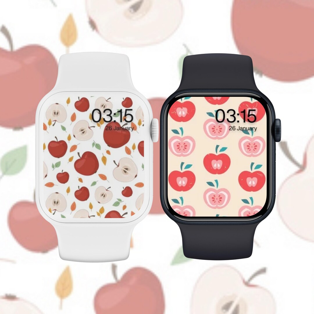 Apple Watch Face Bundle • Fruit Themed Smartwatch Wallpaper • Red Apple ...