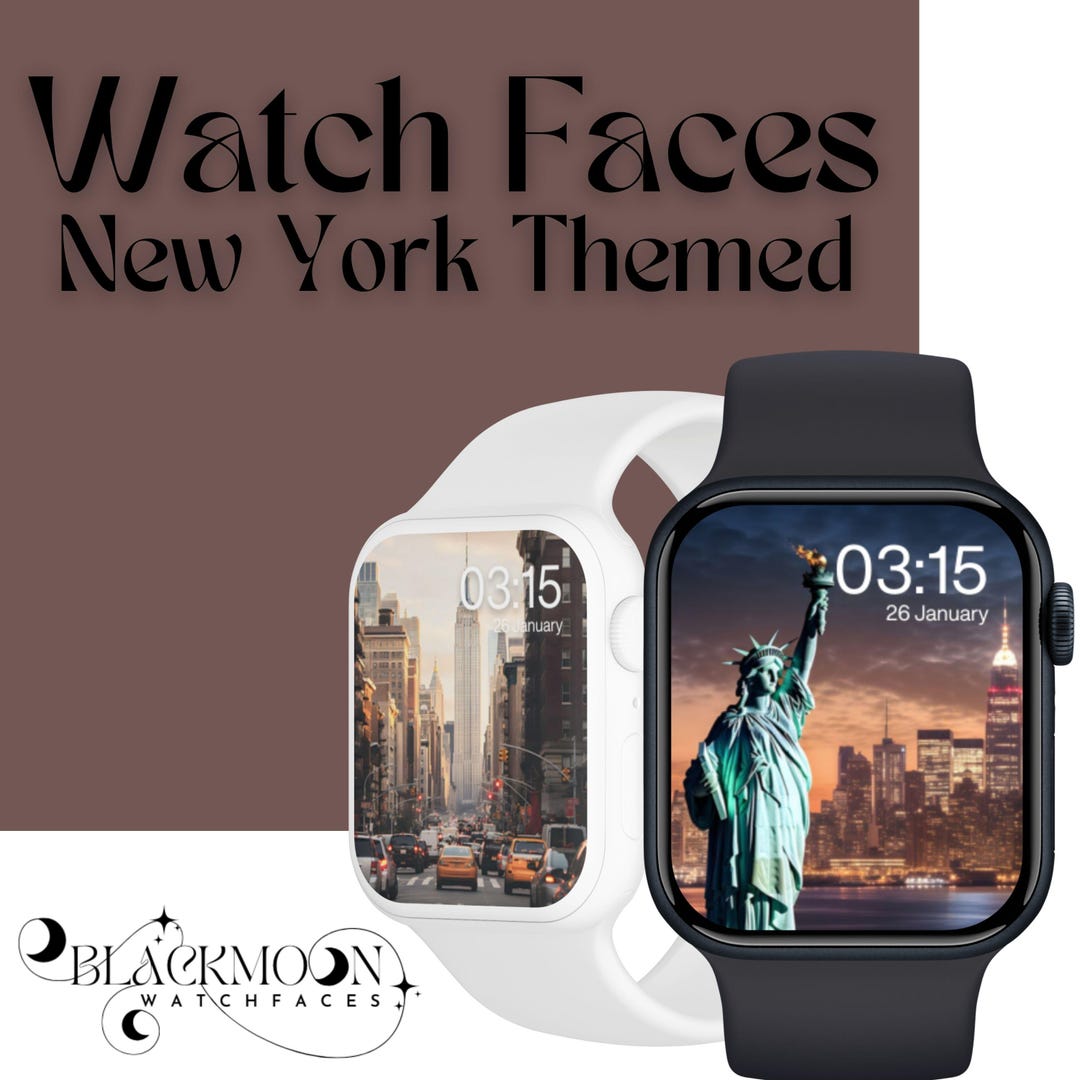 New York Watch Face Set • NYC Skyline & Liberty Statue Smartwatch ...