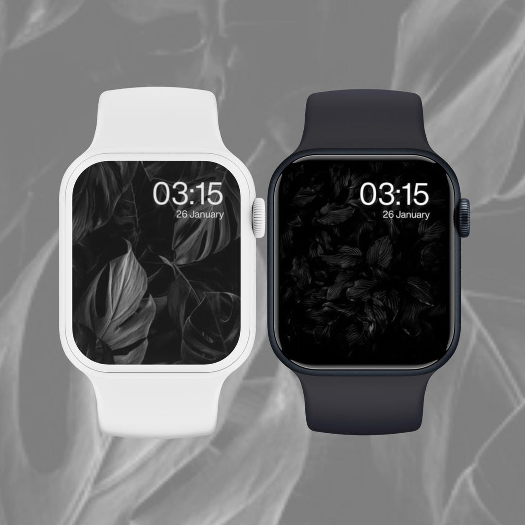 Gothic Leaf Themed Apple Watch Faces | Elegant Dark Digital Watch ...